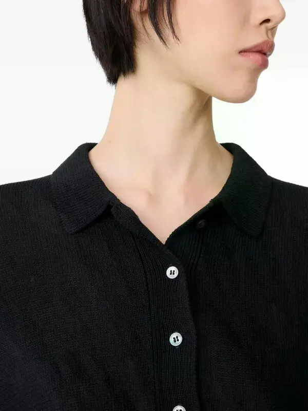 Studio Nicholson Tolsa Collar Knit Polo Top - Black