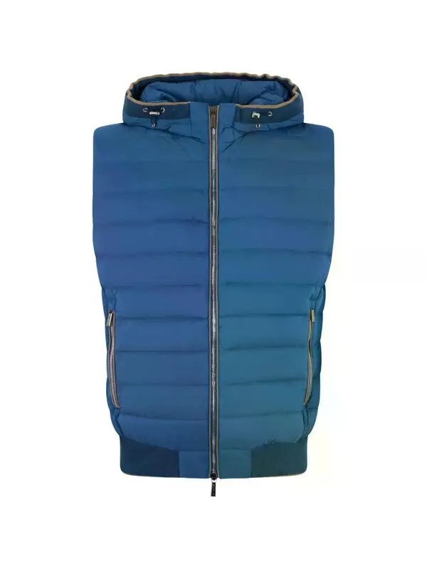 MOORER Padded Hooded Gilet - Blue