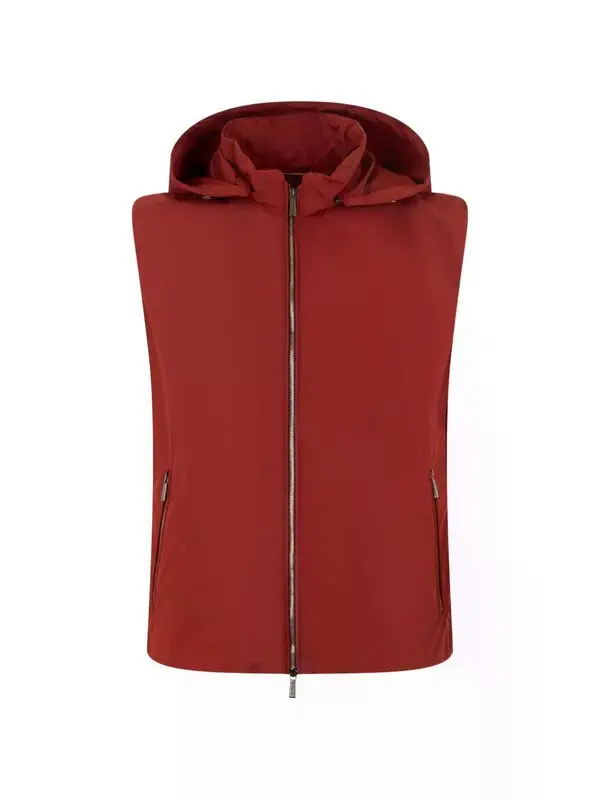 MOORER Hooded Zip-up Vest - Red