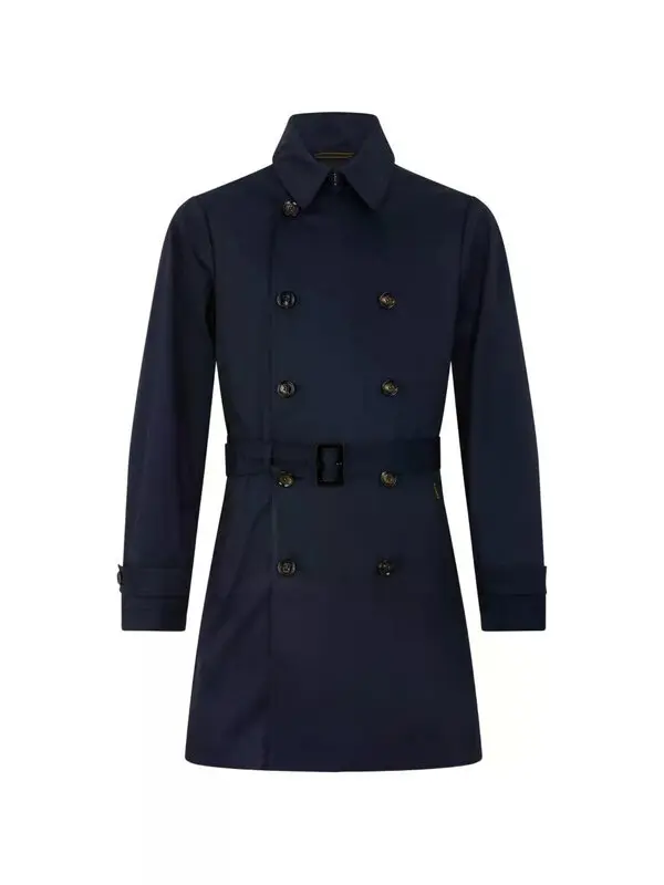 MOORER Belted Trench Coat - Blue