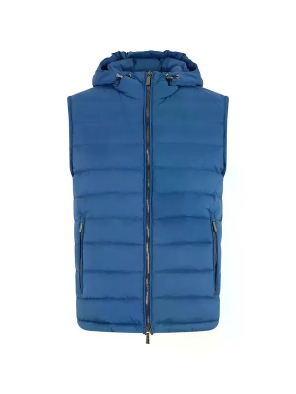 MOORER Padded Gilet With Hood - Blue