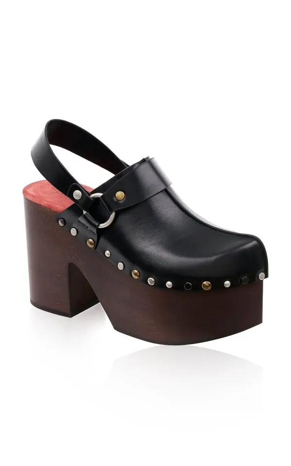 Chloé Shiny Calfskin Clogs - Black