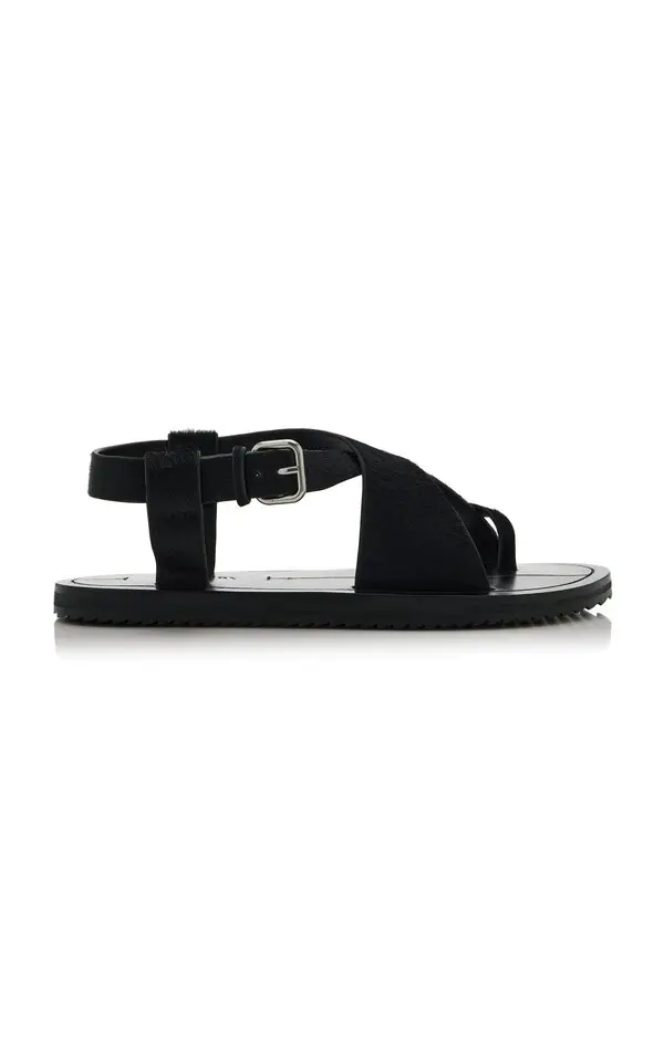 A.emery Ora Ponyhair Sandals - Black