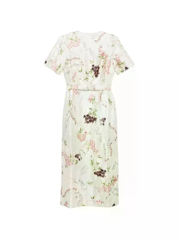 Erdem Floral Print Textured Midi Dress - Neutrals