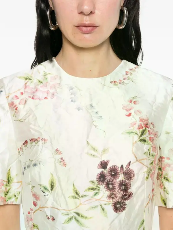 Erdem Floral Print Textured Midi Dress - Neutrals