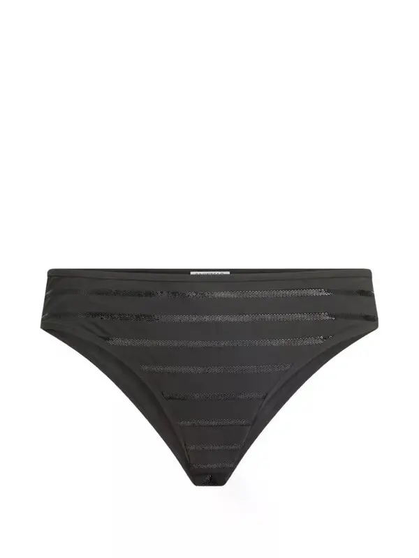 Brunello Cucinelli Striped Bikini Bottom - Black