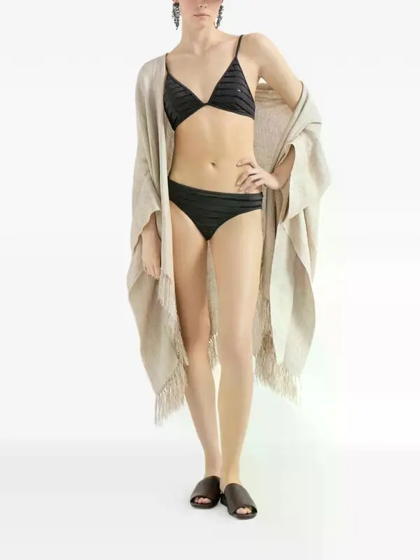 Brunello Cucinelli Striped Bikini Bottom - Black