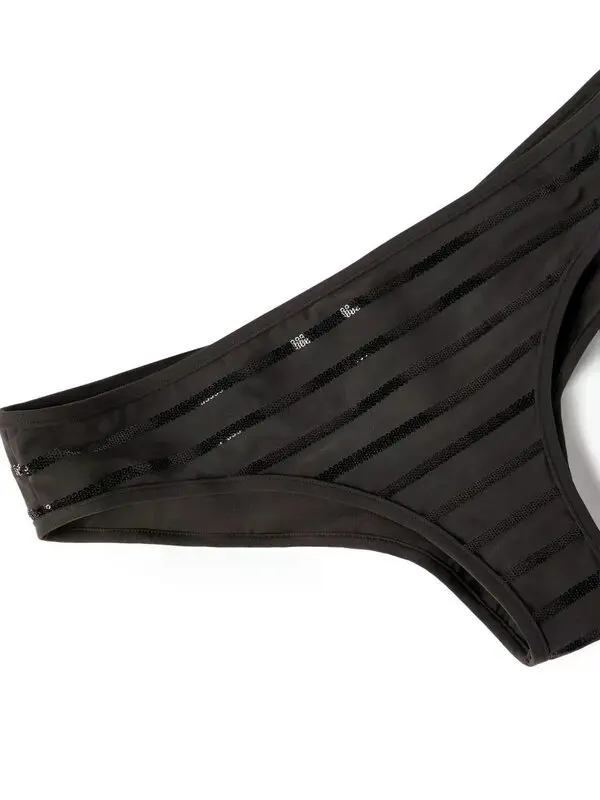 Brunello Cucinelli Striped Bikini Bottom - Black