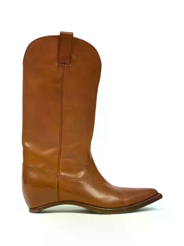 MAISON MARGIELA Heel-less Cowboy Leather Boots - Brown