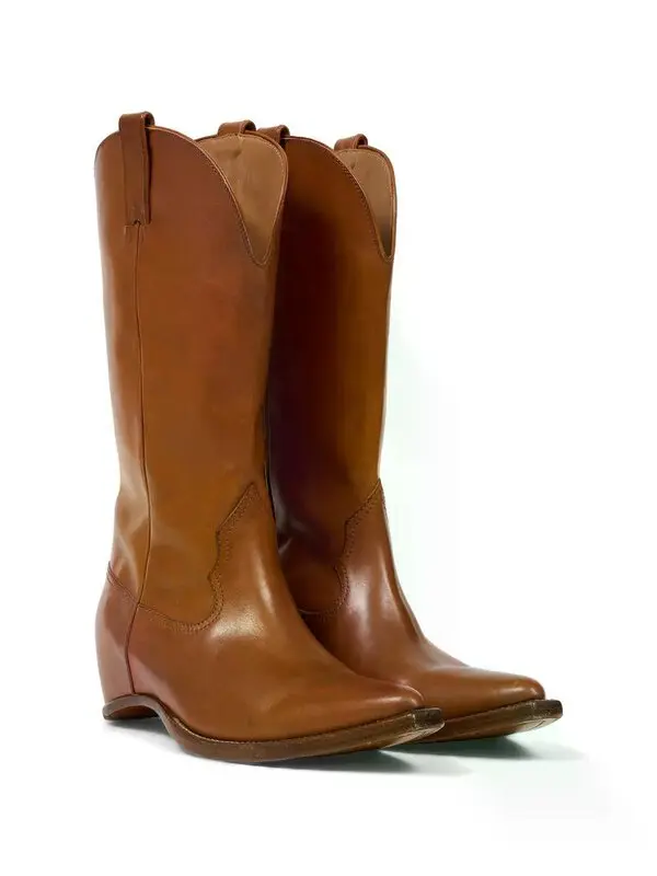 MAISON MARGIELA Heel-less Cowboy Leather Boots - Brown