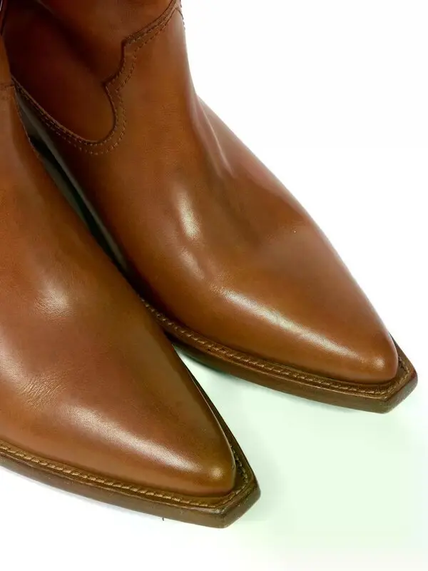 MAISON MARGIELA Heel-less Cowboy Leather Boots - Brown