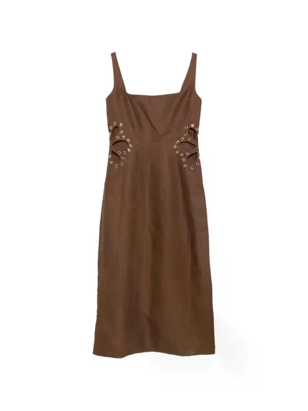 Maje Maxi Dress With Floral Cut-outs And Gold-tone Eyelets