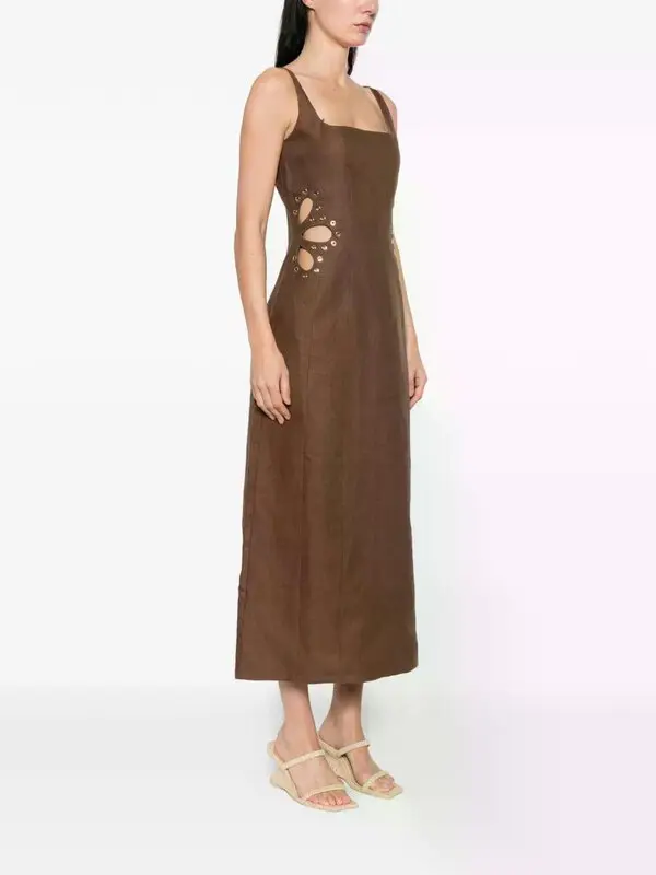 Maje Maxi Dress With Floral Cut-outs And Gold-tone Eyelets