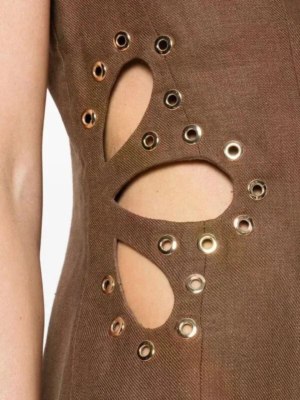 Maje Maxi Dress With Floral Cut-outs And Gold-tone Eyelets