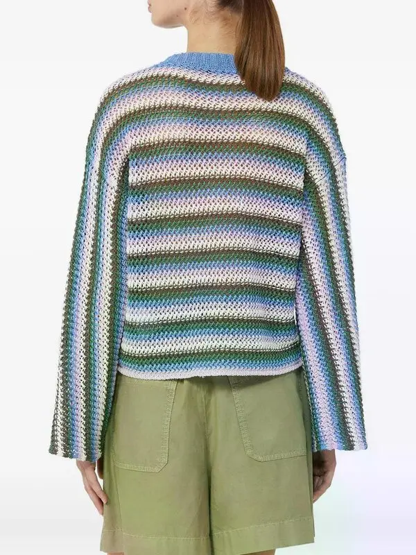 Max Mara Epica Striped V-neck Sweater - Blue