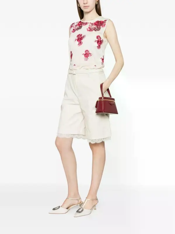 Vivetta Lace Trim Belted Shorts
