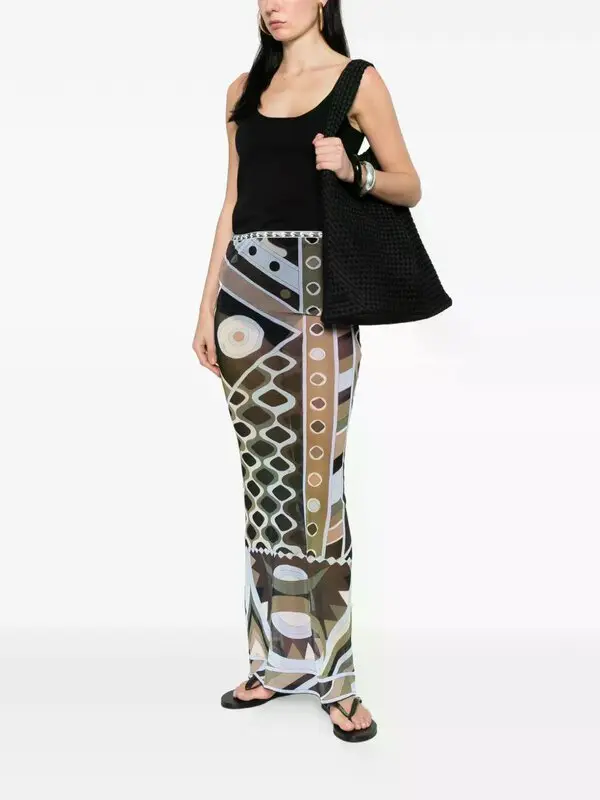 Emilio Pucci Geometric Pattern Skirt - Brown