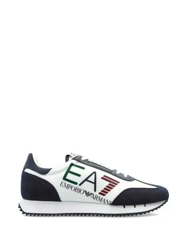 EA7 Logo Leather Sneakers - White