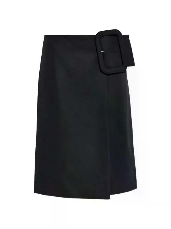 AMI Paris Buckled Wrap Midi Skirt - Black