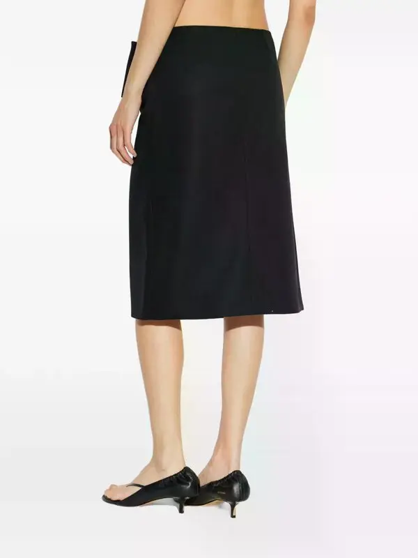 AMI Paris Buckled Wrap Midi Skirt - Black