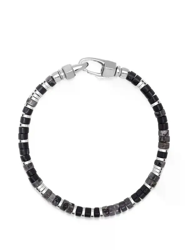 NIALAYA JEWELRY Onyx Heishi Bracelet - Silver