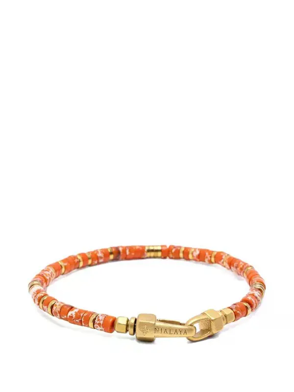 NIALAYA JEWELRY Jasper Heishi Bead Bracelet - Gold