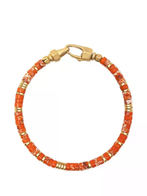 NIALAYA JEWELRY Jasper Heishi Bead Bracelet - Gold
