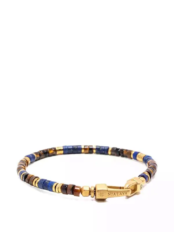 NIALAYA JEWELRY Earth Royale Heishi Stone Bracelet - Gold