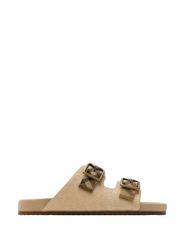 Burberry Raffia-effect Urchin Sandals - Neutrals
