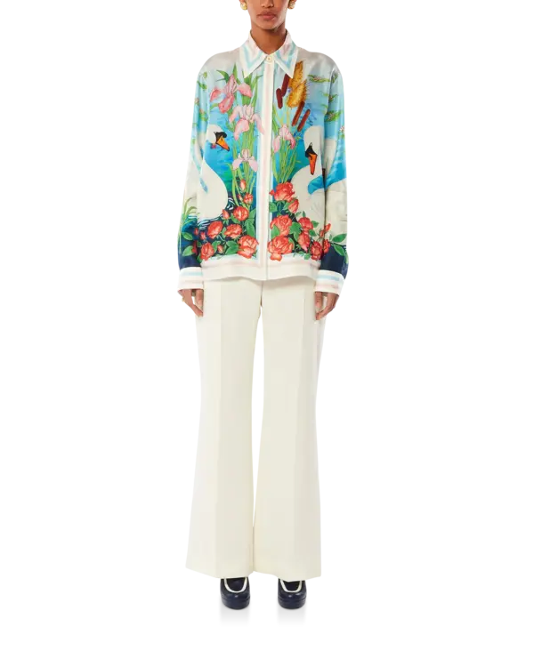 Casablanca Le Lac Tranquille Long Sleeve Silk Shirt