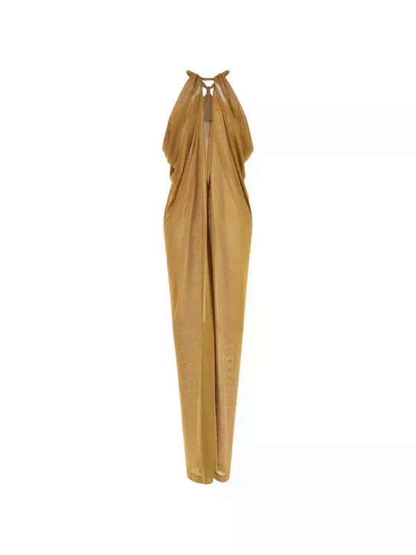Alberta Ferretti Draping Back Slit Maxi Dress