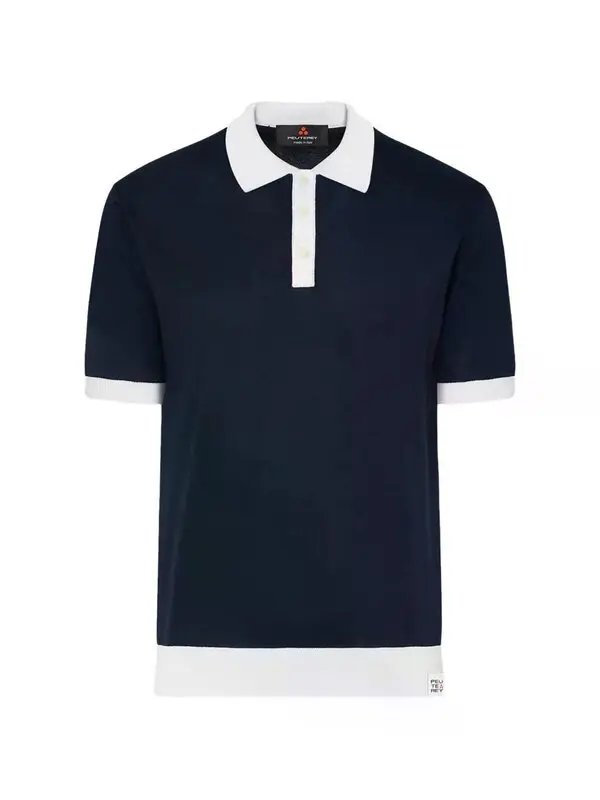 Peuterey Contrast-collar Polo Shirt - Blue