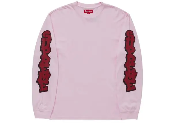 Supreme Cracked Sleeve Long Sleeve Top - Pink