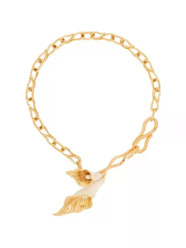 Chloé Enamel Lily Necklace - Gold
