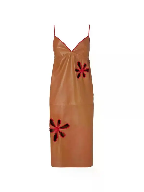 Fendi Flower Appliqué Dress - Brown