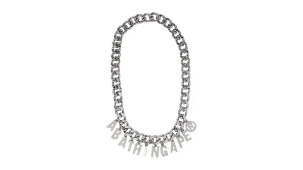 A BATHING APE Line Camo Debossed Chain Necklace - Silver