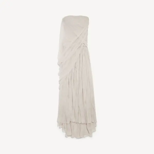 Balenciaga Draped Bustier Dress - Beige