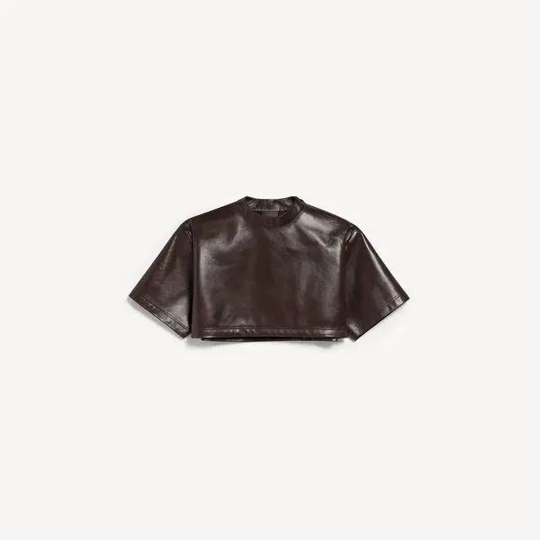 Balenciaga Super Cropped Lambskin Top - Brown