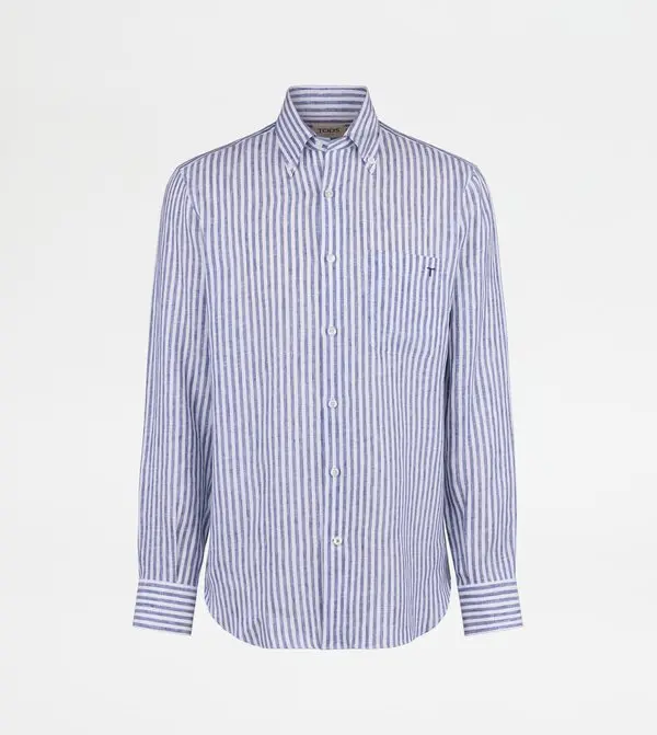 TOD'S Button Down Shirt In Striped Linen