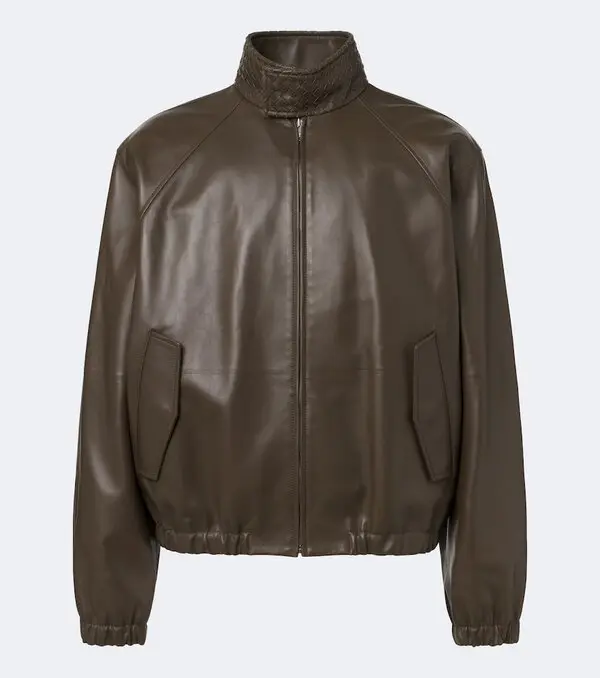 Bottega Veneta Intrecciato Leather Blouson Jacket - Green