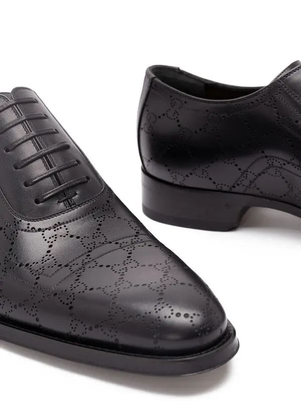 Gucci Leather Derby Shoes With Perforated Detailing - Black