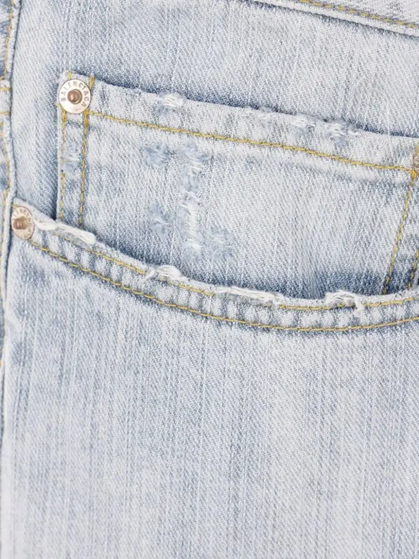 Balenciaga Wide Leg Logo Patch Jeans - Multi