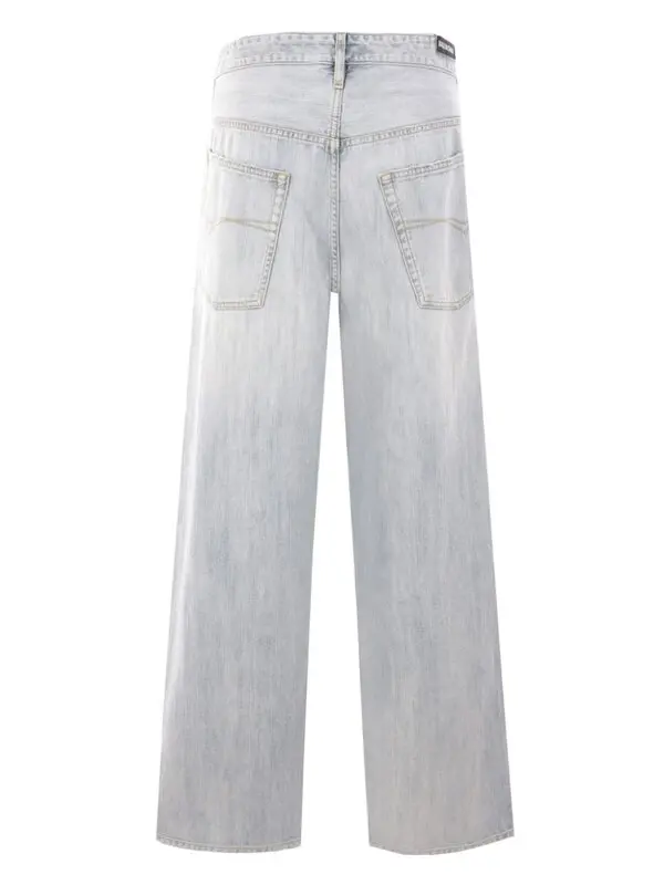 Balenciaga Wide Leg Logo Patch Jeans - Multi