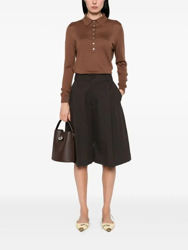 BEYOU Cashmere And Silk Polo Sweater - Brown