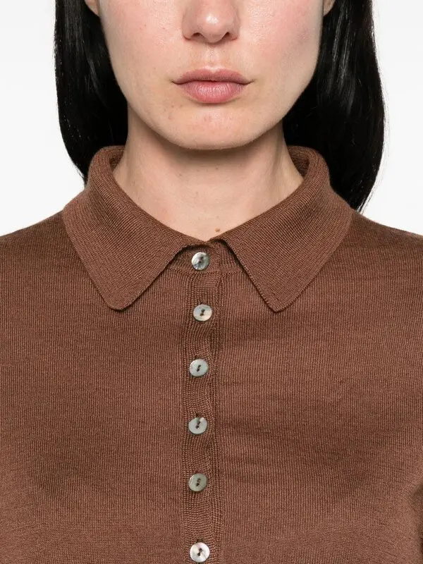 BEYOU Cashmere And Silk Polo Sweater - Brown