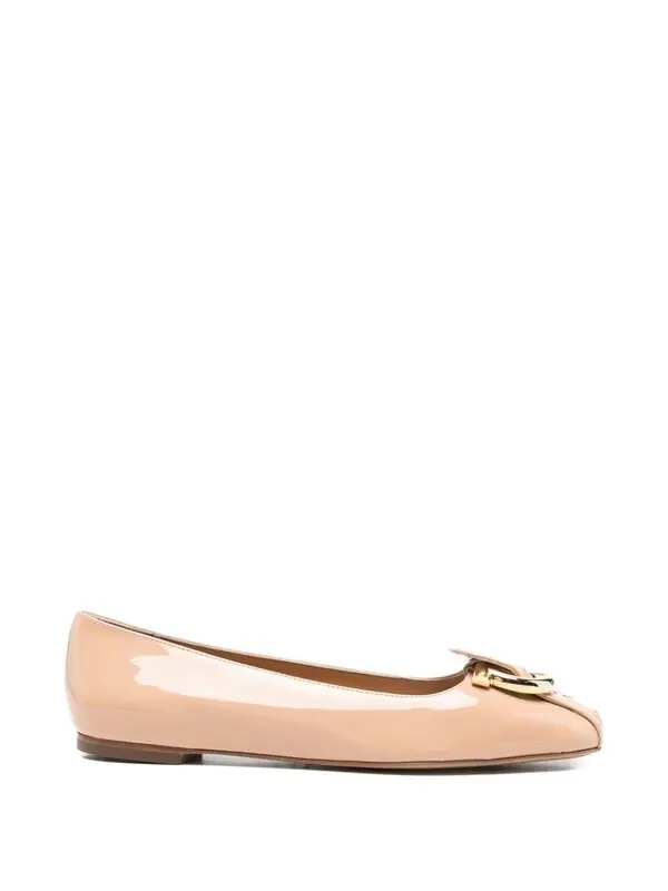 FERRAGAMO Leather Ballerina Flats - Brown