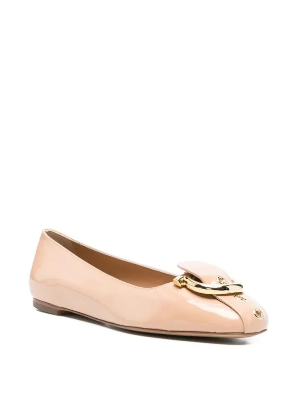 FERRAGAMO Leather Ballerina Flats - Brown