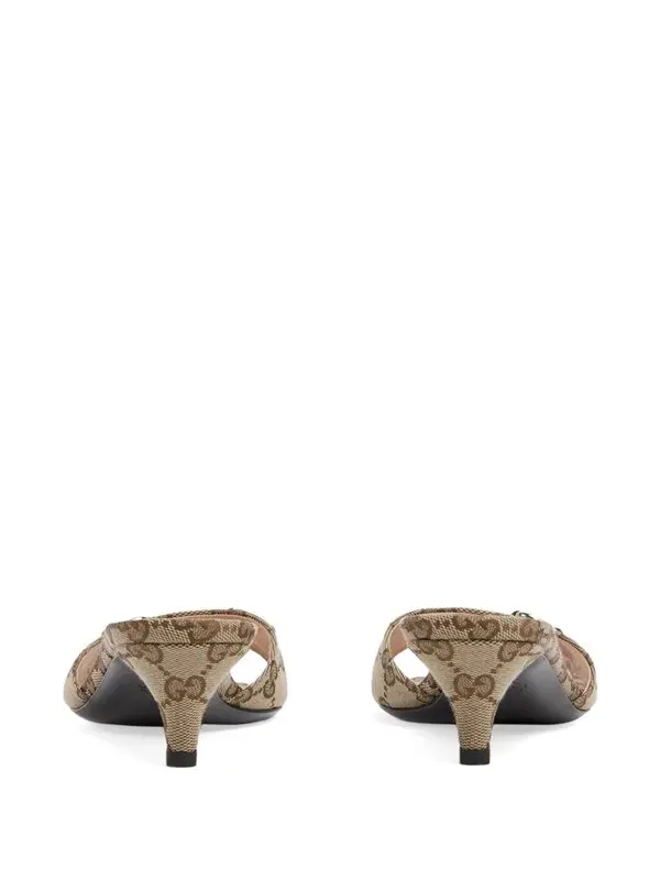 Gucci Gg Motif Mules - Beige