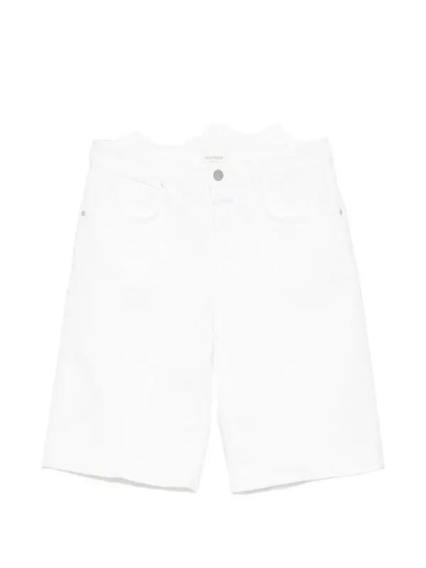 Closed Cotton Bermuda Shorts - White