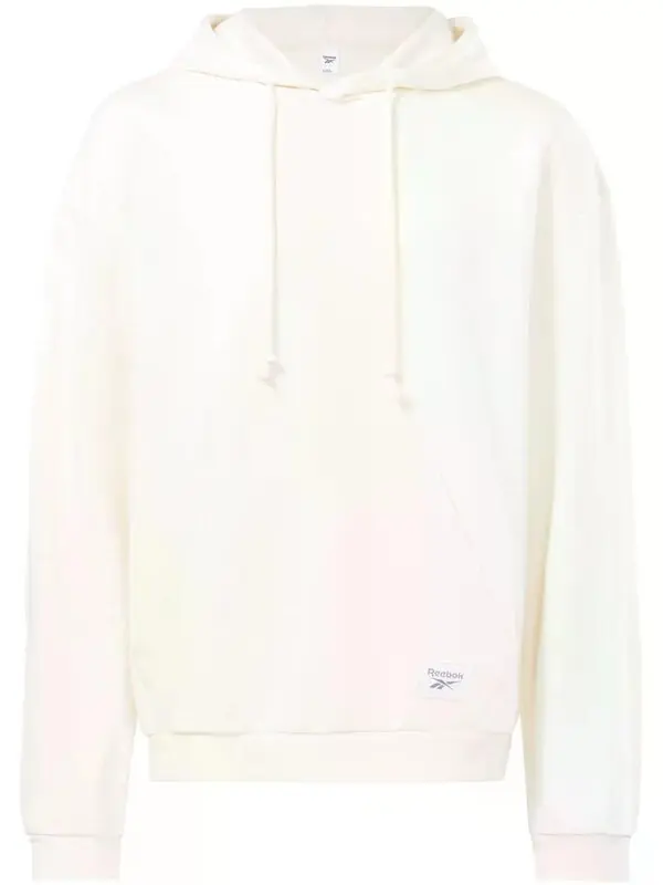 REEBOK Logo-patch Pouch-pocket Hoodie - White
